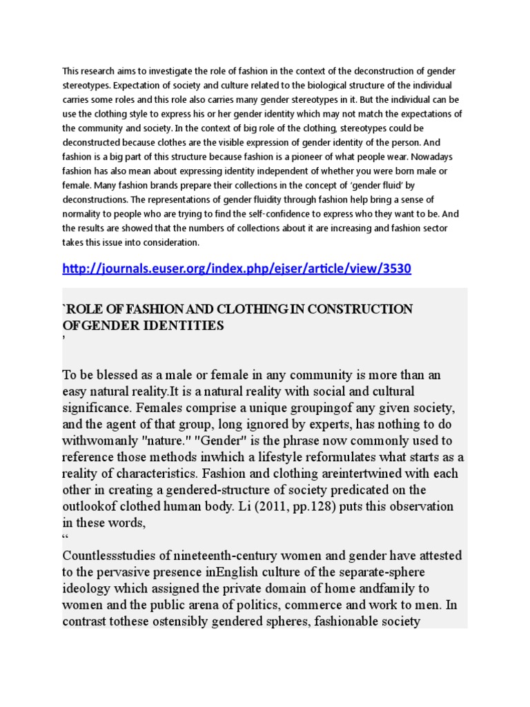 This Research Aims To Investigate The Role of Fashion in The Context of ...