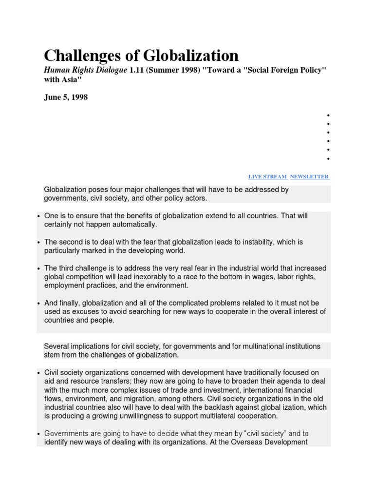 Challenges of Globalization | PDF | Artificial Intelligence | Intelligence (AI) & Semantics