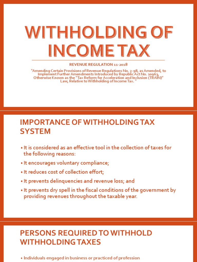 Withholding Tax Regulations Overview | PDF | Withholding Tax | Income Tax