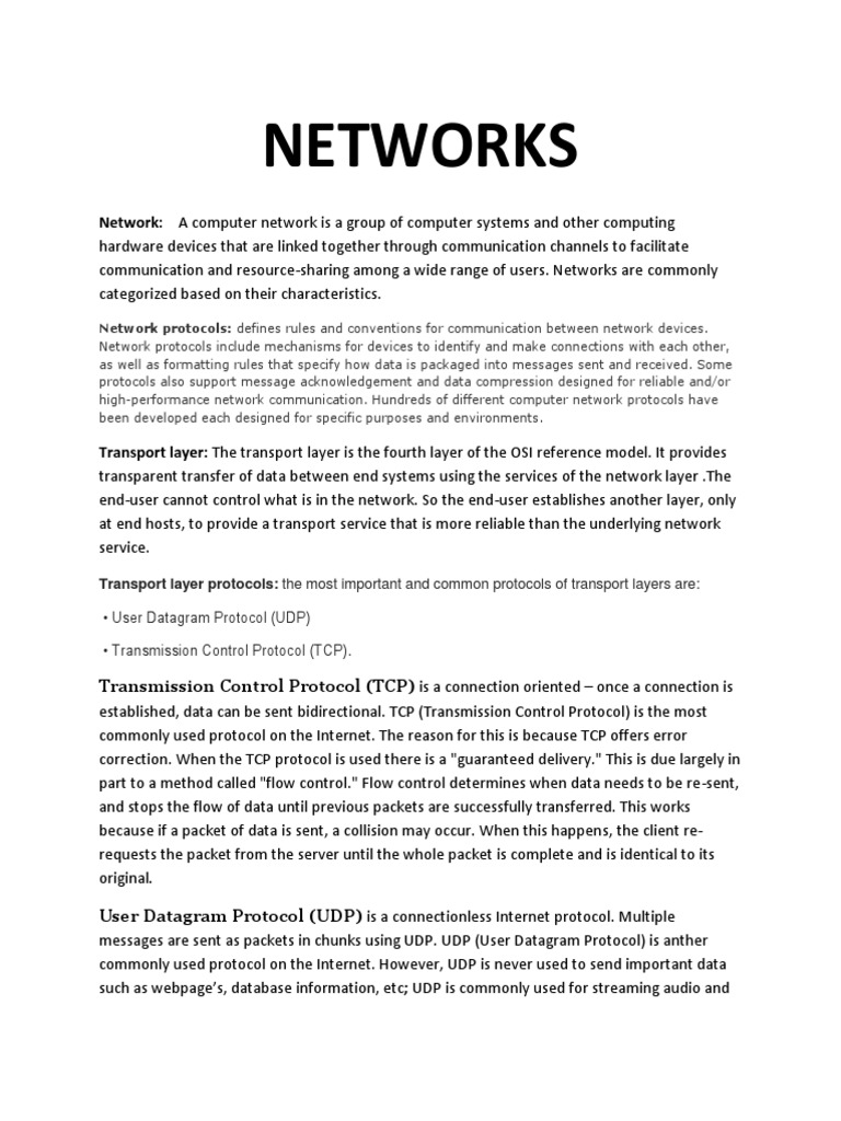 Networks: Network Protocols: Defines Rules and Conventions For ...