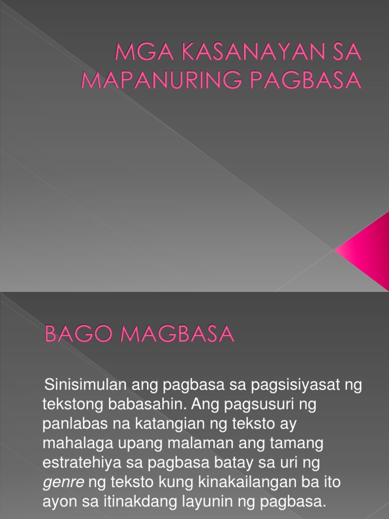 Mga Kasanayan Sa Mapanuring Pagbasa | PDF