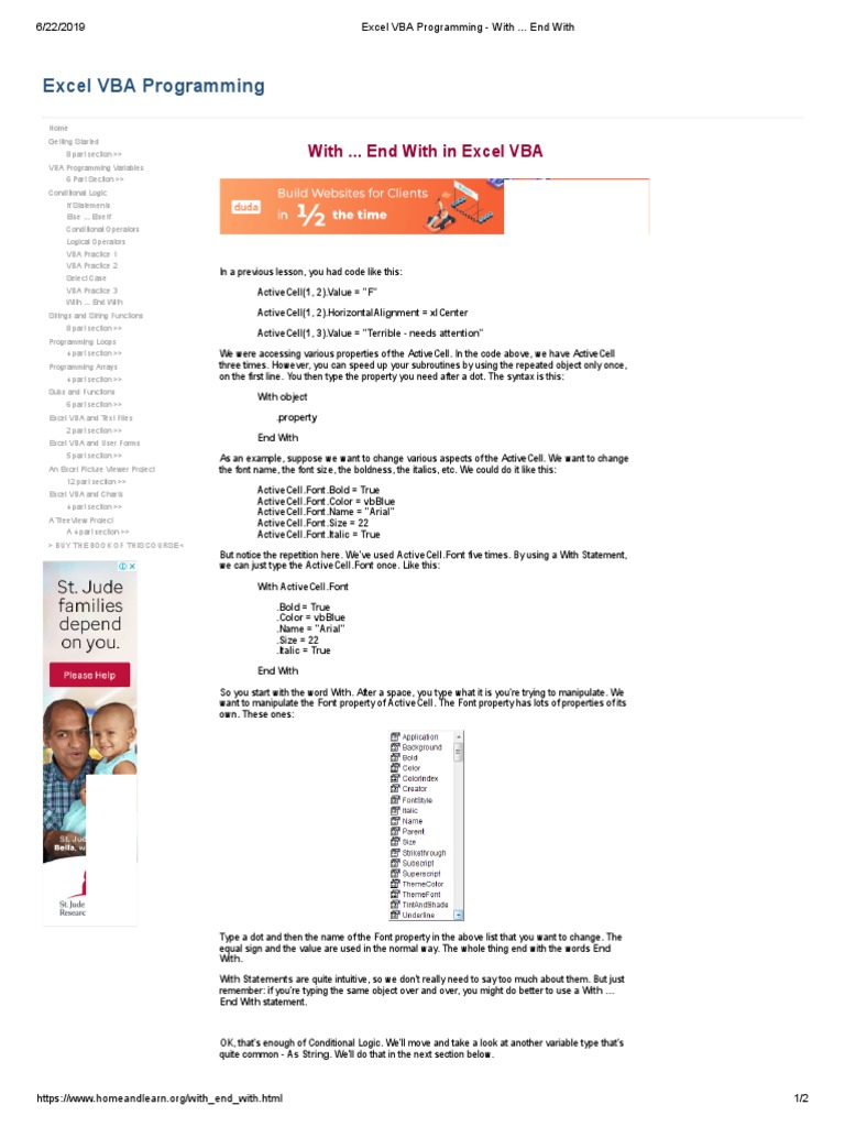 Excel VBA Programming - With ... End With | PDF | Microsoft Excel | Subroutine