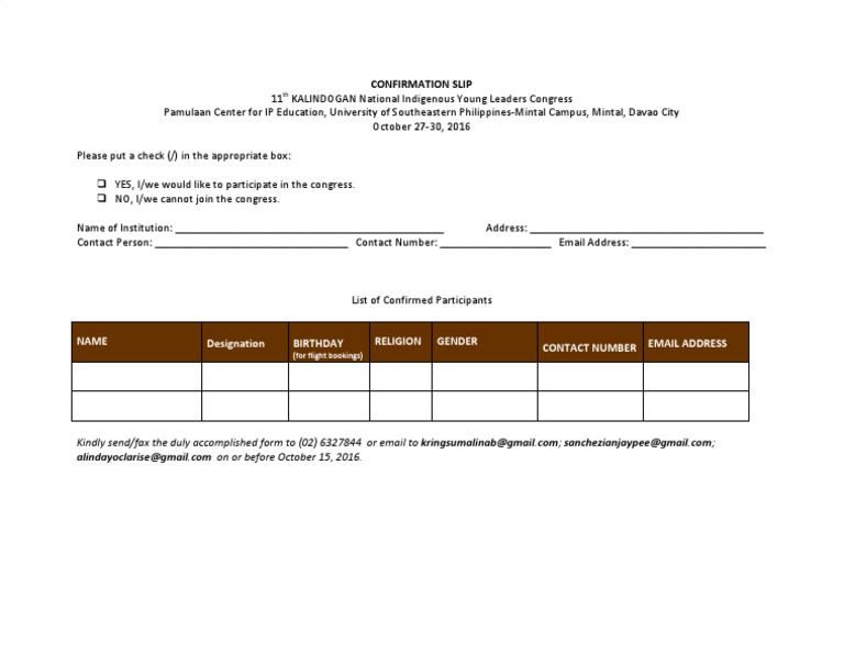 Confirmation Slip | PDF