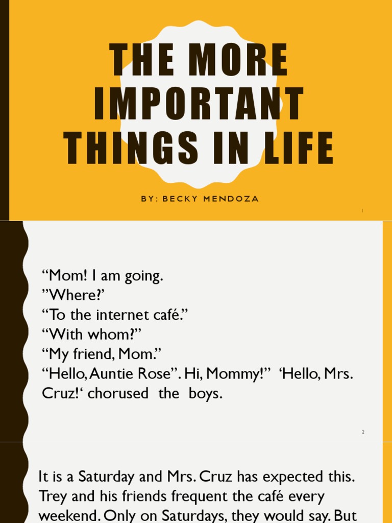 The More Important Things in Life | PDF