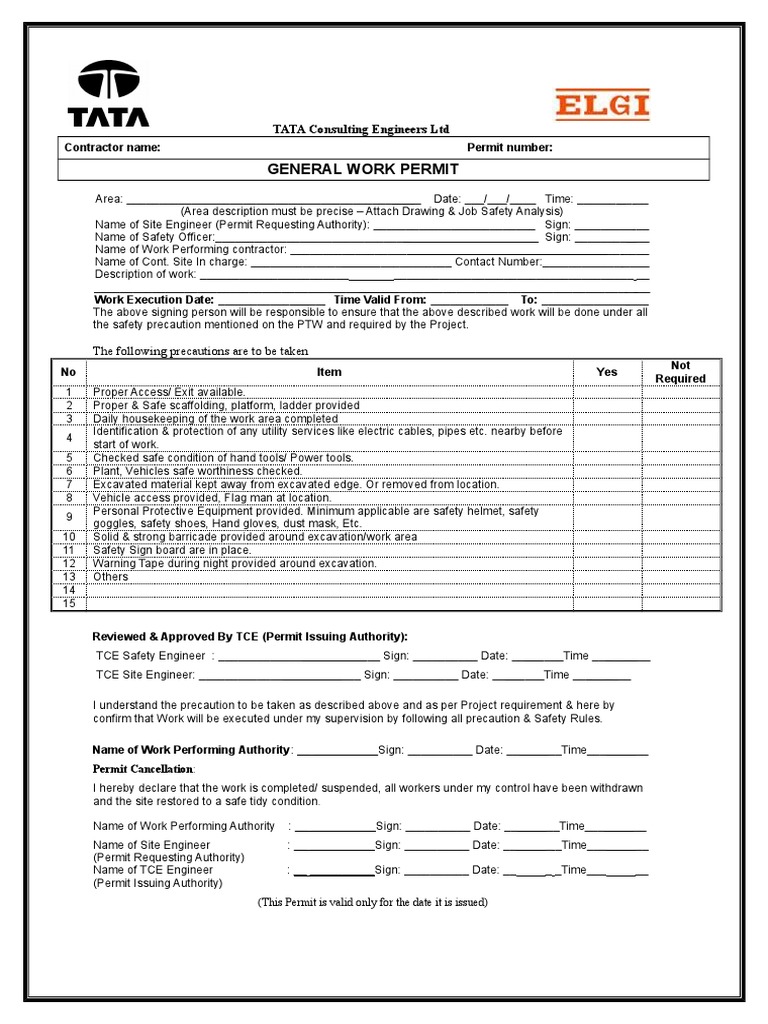 General Work Permit R1 | PDF | Safety