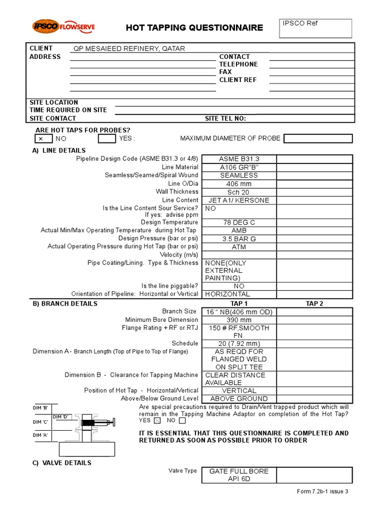 03 - Hot Tap Quest 16 Inch | PDF | Pipe (Fluid Conveyance) | Gas ...