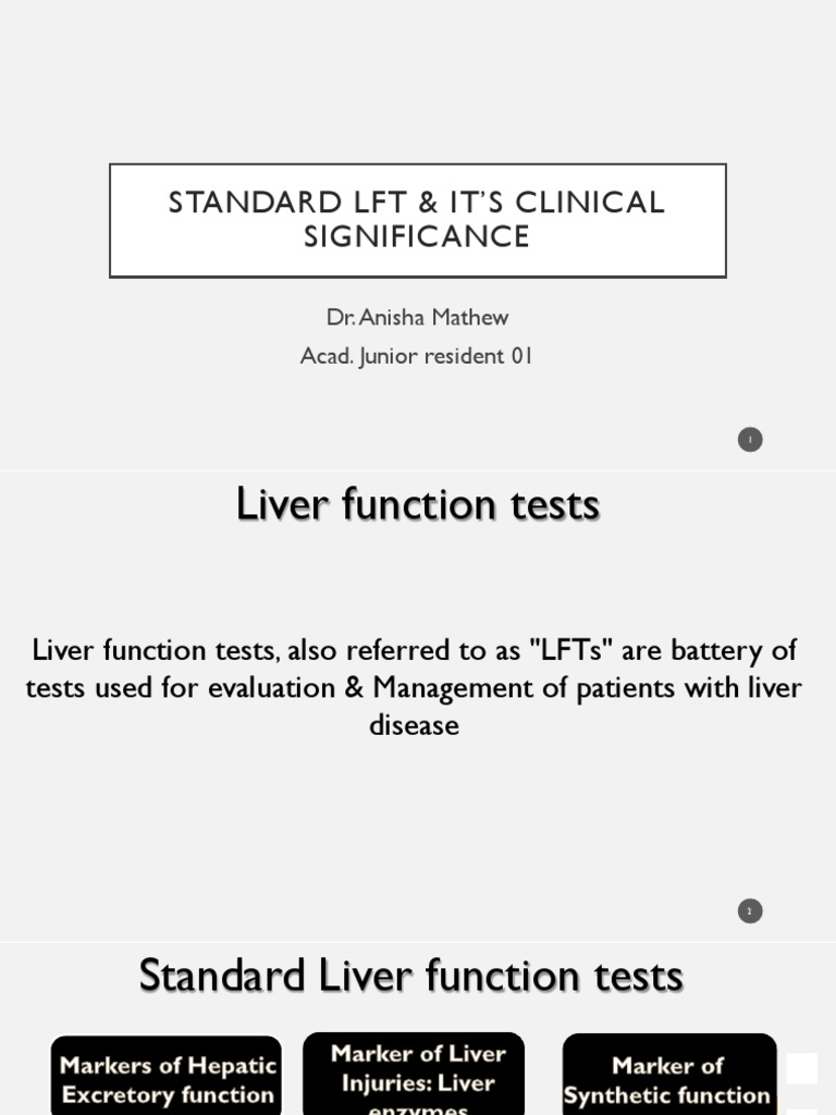 Standard Liver Function Tests Overview | PDF | Alanine Transaminase ...