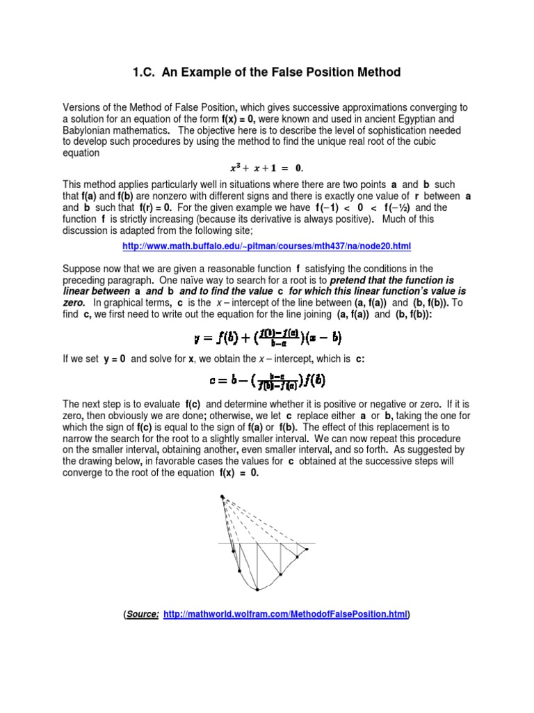 1.C. An Example of The False Position Method | PDF | Equations ...