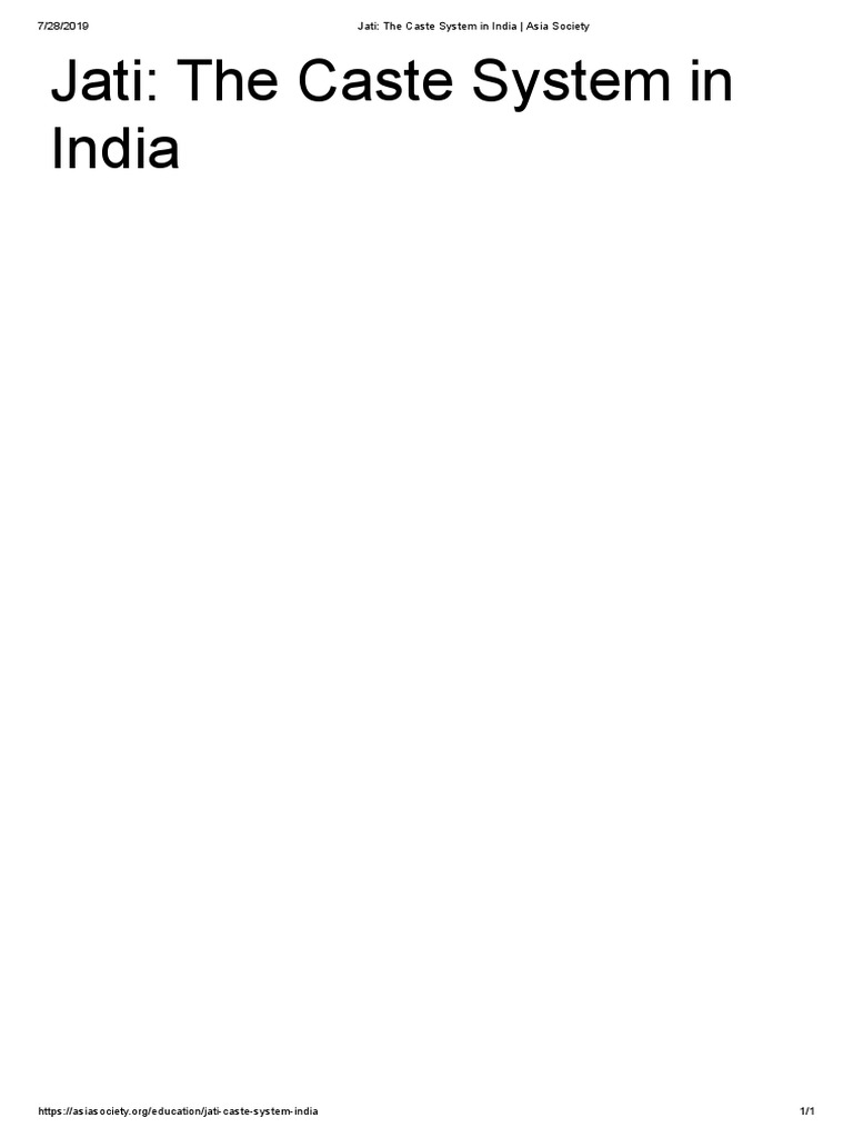 Jati - The Caste System in India - Asia Society PDF | PDF