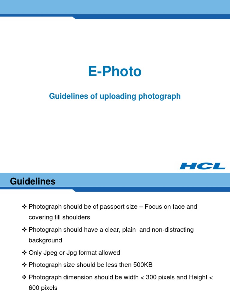 E-Photo: Guidelines of Uploading Photograph | PDF