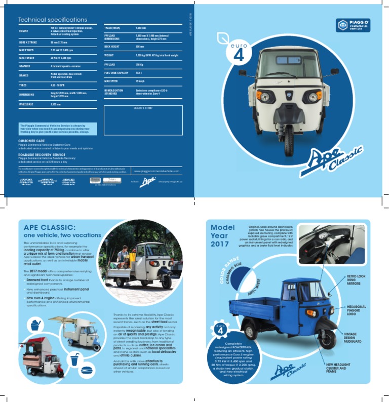 Ape Classic Brochure 2018 | PDF | Diesel Engine | Car Body Styles