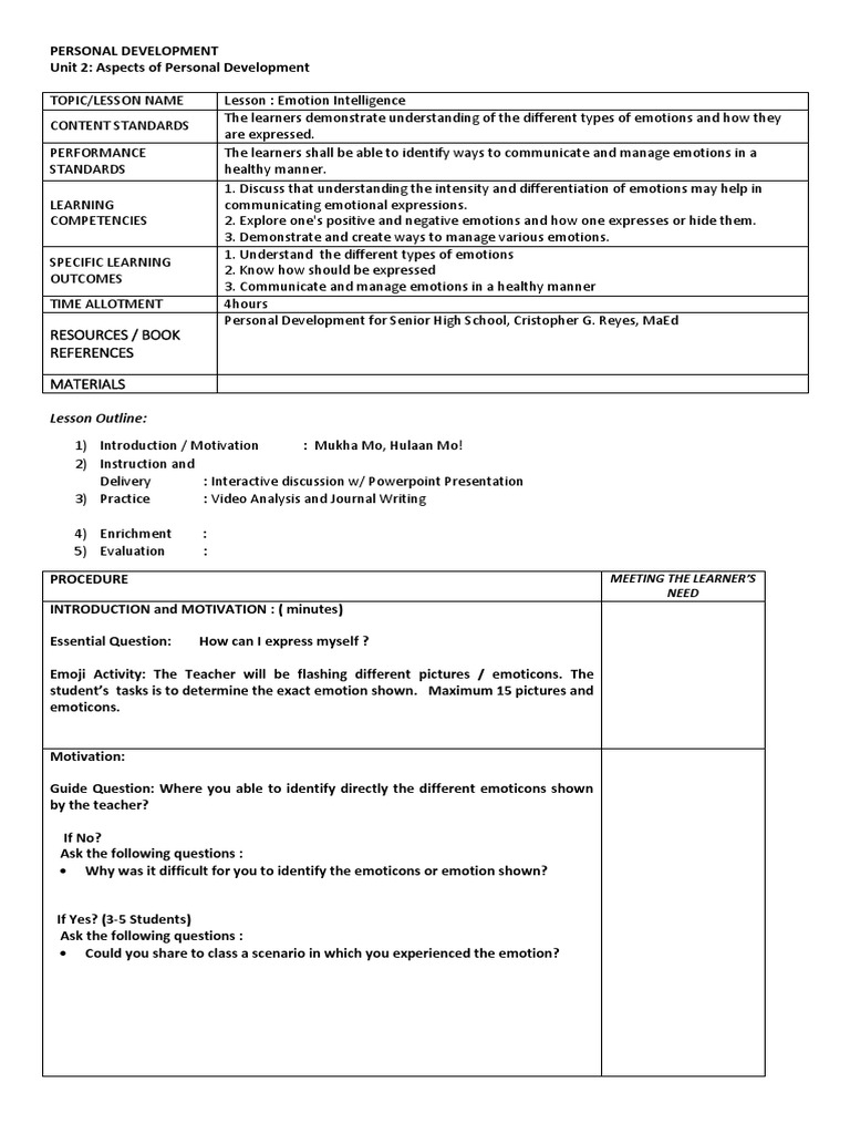 Teaching Guide Emotional Intelligence | PDF | Emotional Intelligence ...