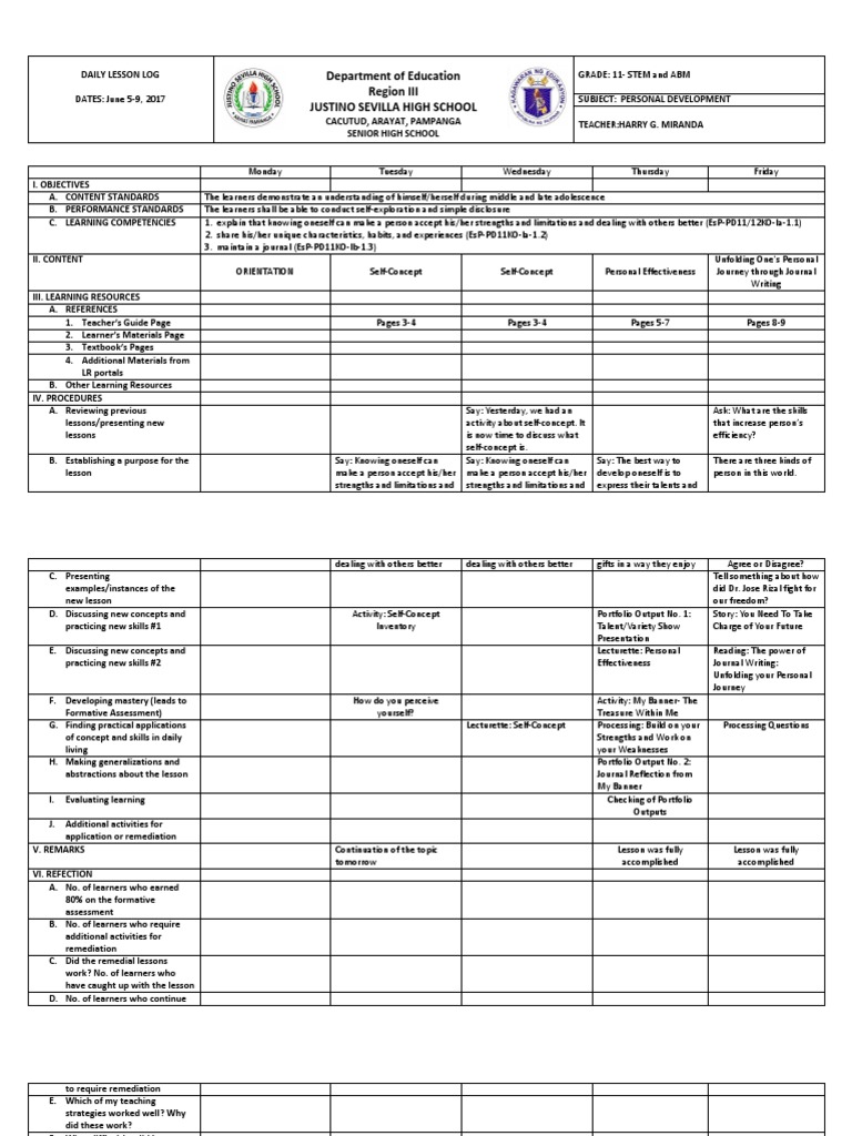 Daily Lesson Log in Perdev | PDF | Developmental Psychology ...