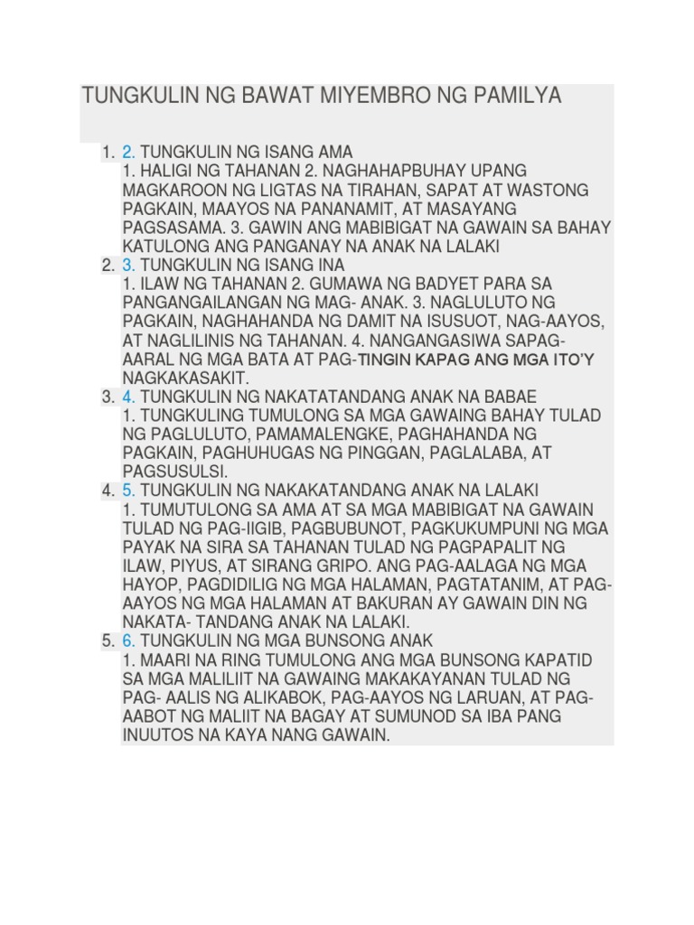 Tungkulin Ng Babae At Lalaki Sa Pamilya Tungkulin Ng Babae At Lalaki Sa Pamilya