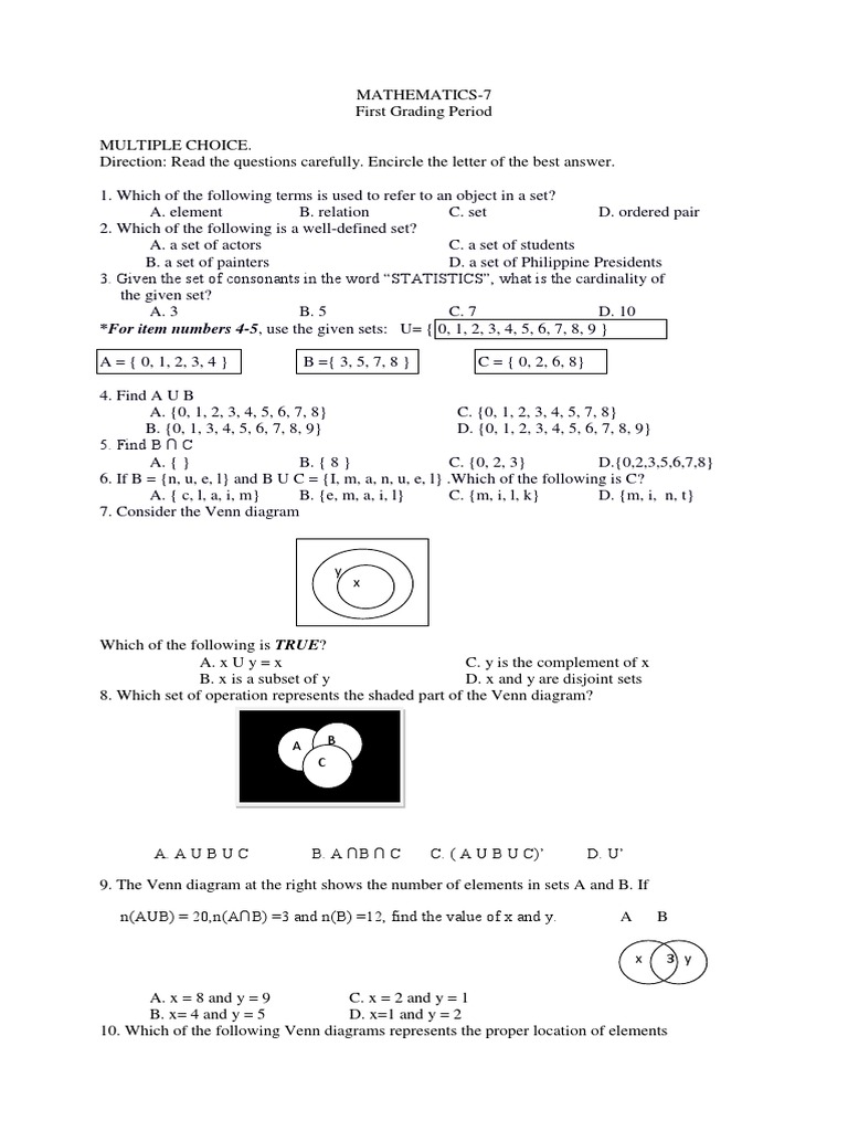 1st Quarter Test Questionnaire | PDF | Fraction (Mathematics) | Integer