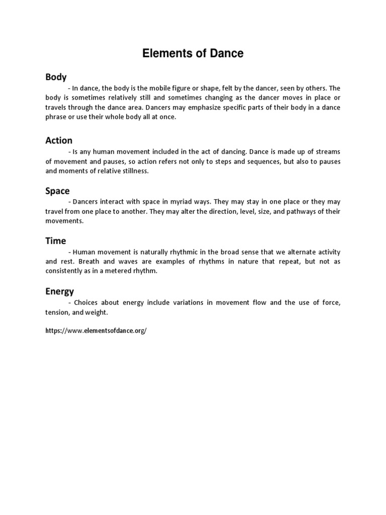 Elements of Dance: - in Dance, The Body Is The Mobile Figure or Shape ...