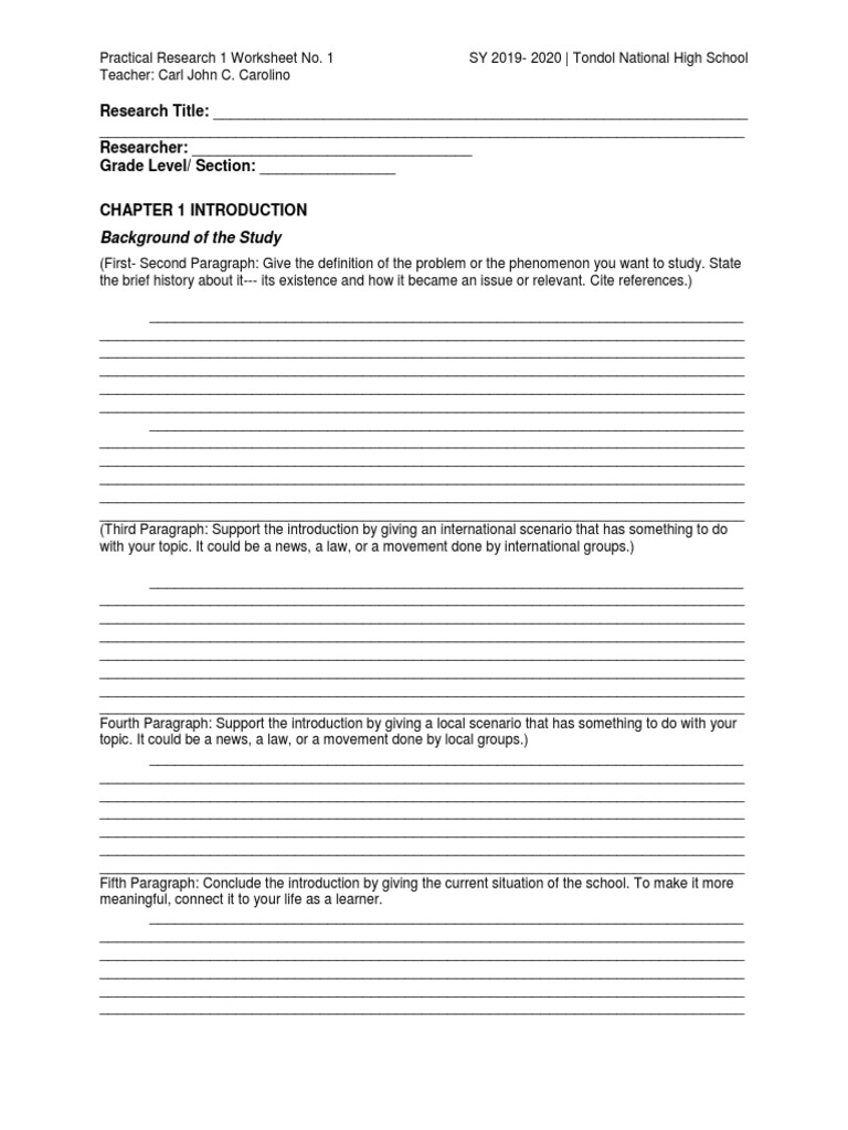 Practical Research 1 Worksheet Number 1 | PDF | Psychology | Communication