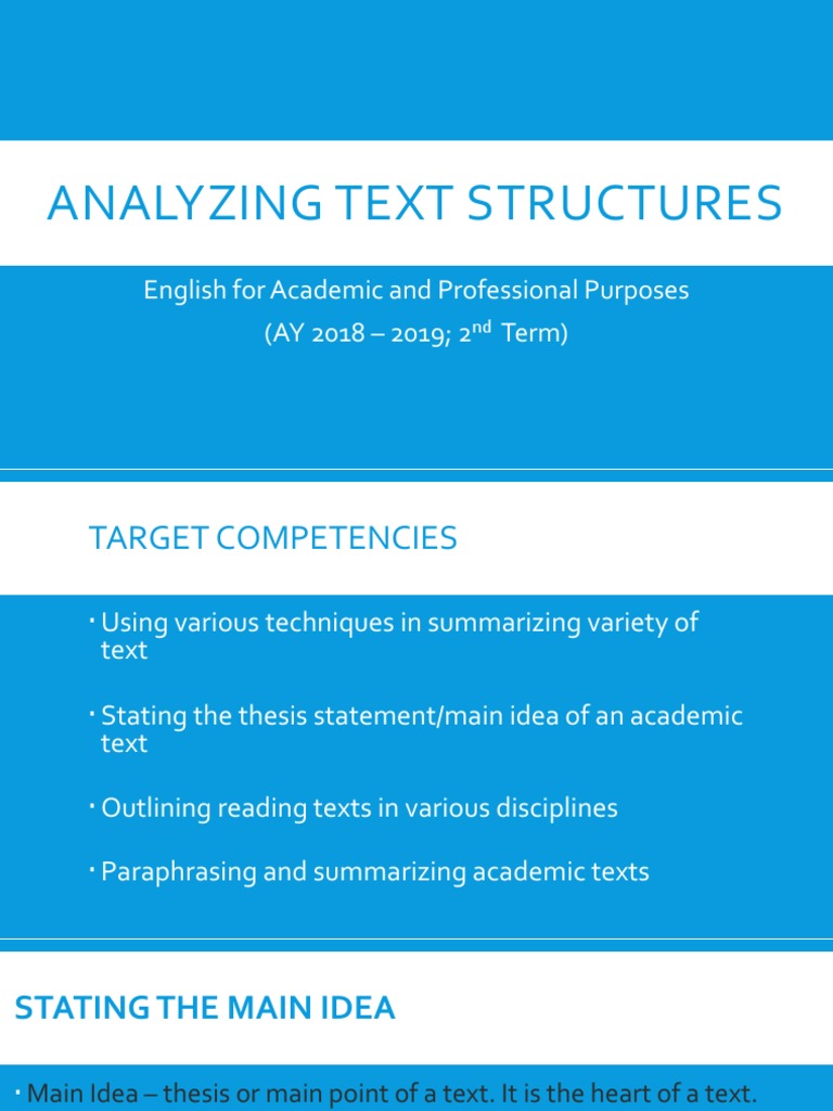 Analyzing Text Structures | PDF