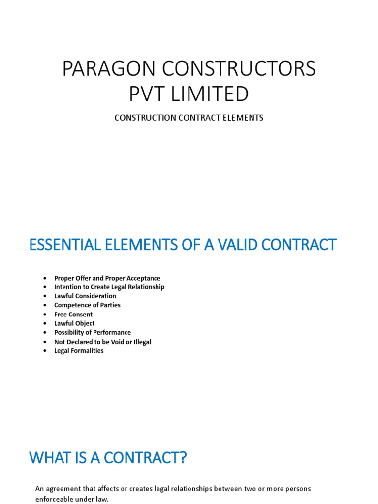 Essential Elements of Construction Contracts | PDF | Specification ...