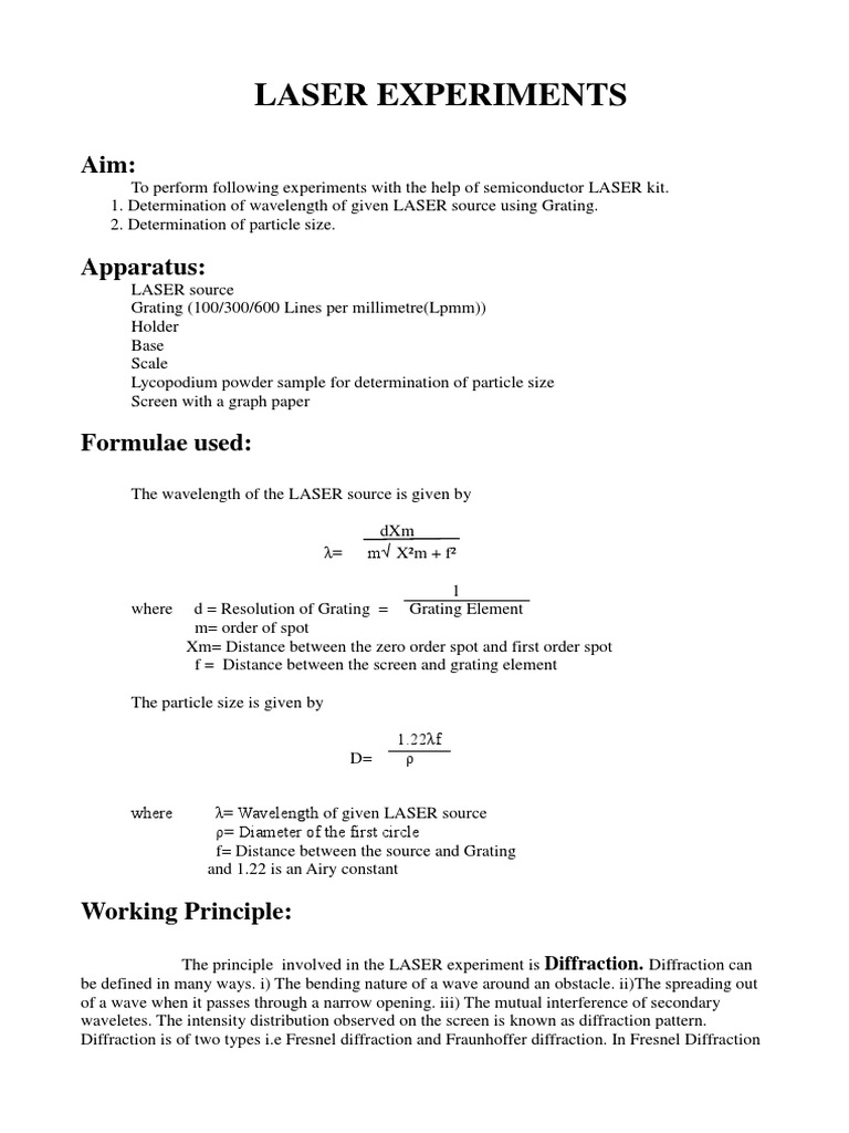 Laser PDF | PDF | Diffraction | Wavelength