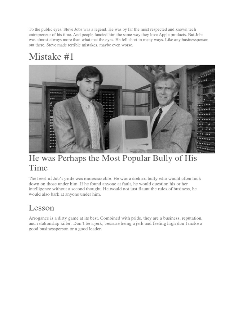 Lessons from Steve Jobs' Mistakes | PDF