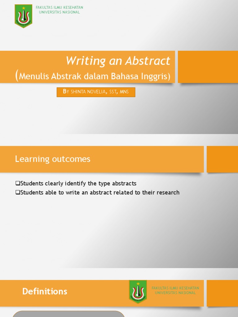 Writing An Abstract: Menulis Abstrak Dalam Bahasa Inggris) | PDF ...