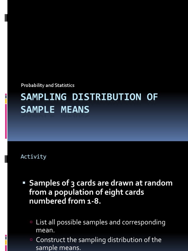 Sampling Distribution of Sample Means | PDF | Mean | Probability ...