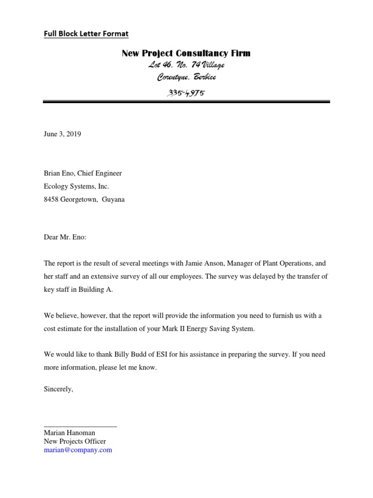 Full Block Letter Format Example | PDF | Nature