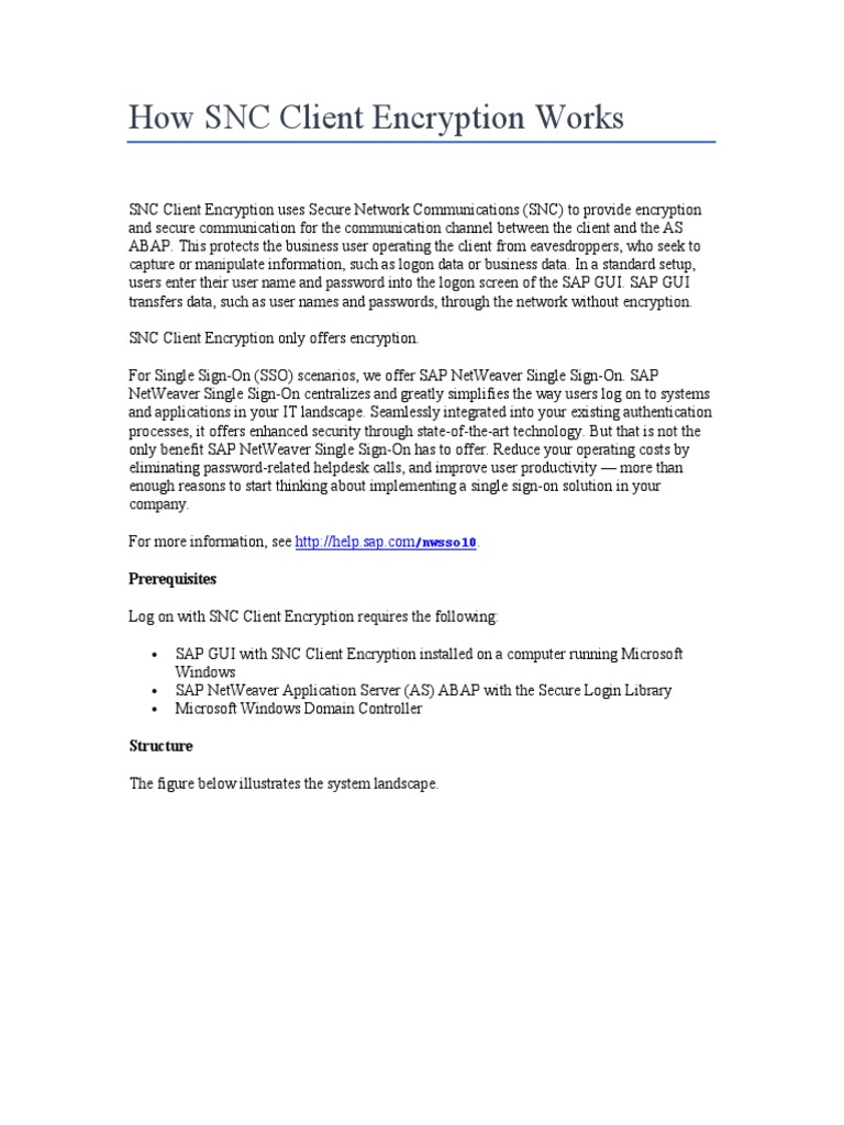 SNC Client Encryption in SAP Explained | PDF | Computers