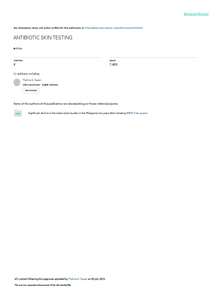 Antibiotic Skin Testing | PDF | Allergy | Penicillin