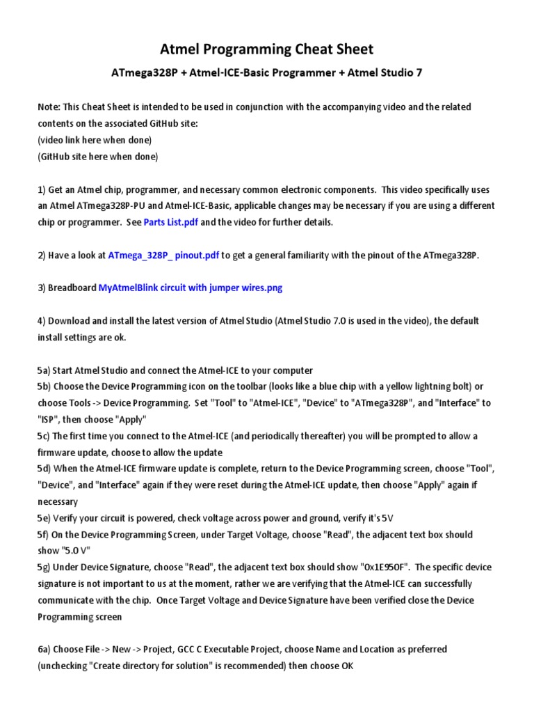 Atmel Programming Cheat Sheet | PDF | Computer Engineering | System Software