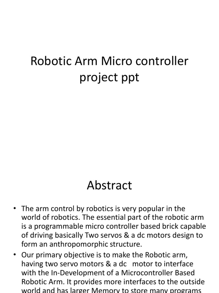 Robotic Arm Micro Controller Project | PDF