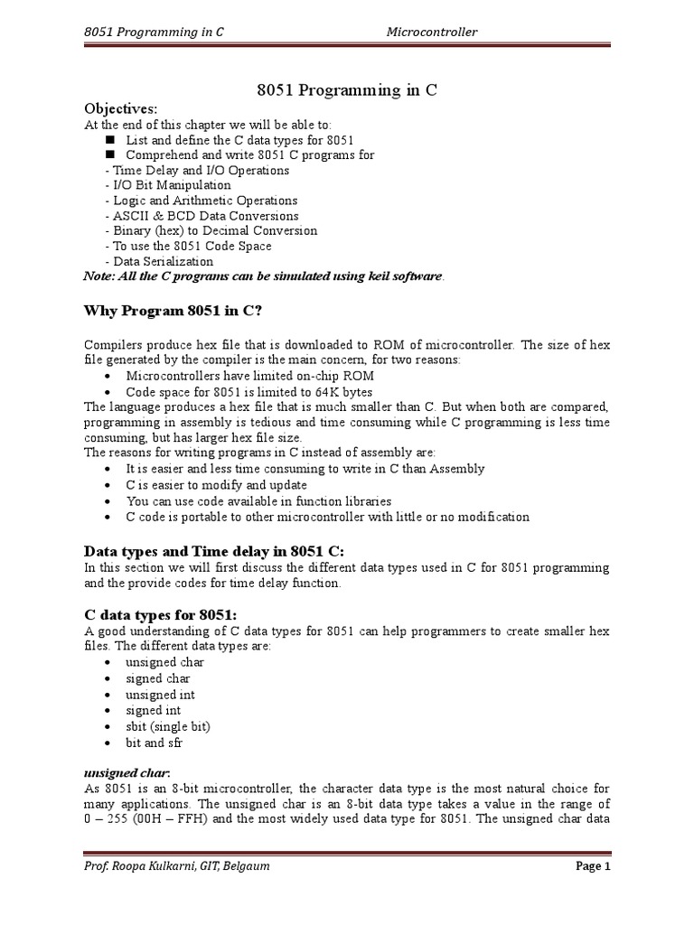 Edusatmaterial - 8051 Programming in C | PDF | Binary Coded Decimal | C (Programming Language)