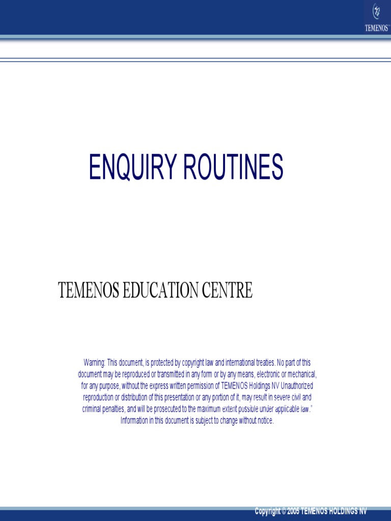 Enquiry Routines PDF | PDF | Subroutine | Copyright