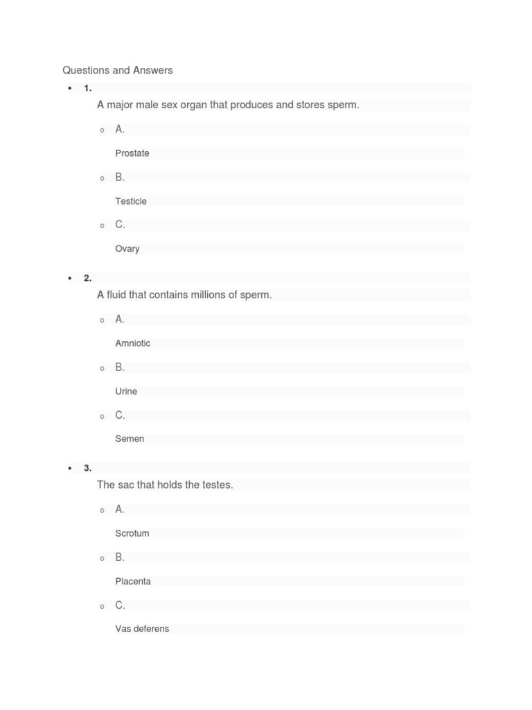 Questions and Answers | PDF | Reproductive System | Uterus