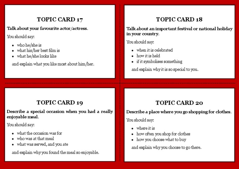 IELTS Topic Cards 5 | PDF