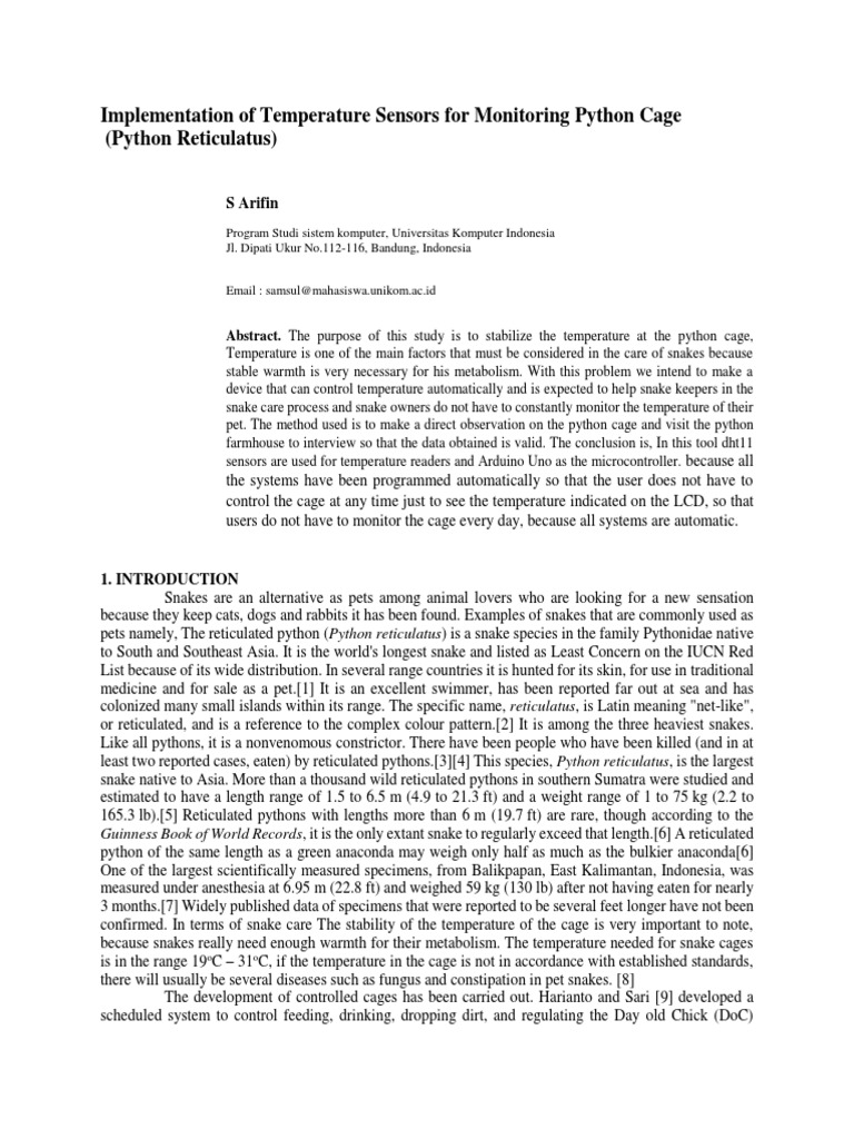 Implementation of Temperature Sensors For Monitoring Python Cage ...