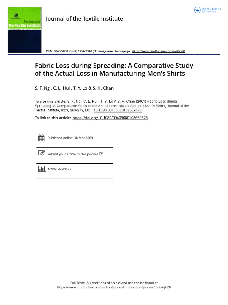 Fabric Loss During Spreading A Comparative Study of The Actual Loss in ...