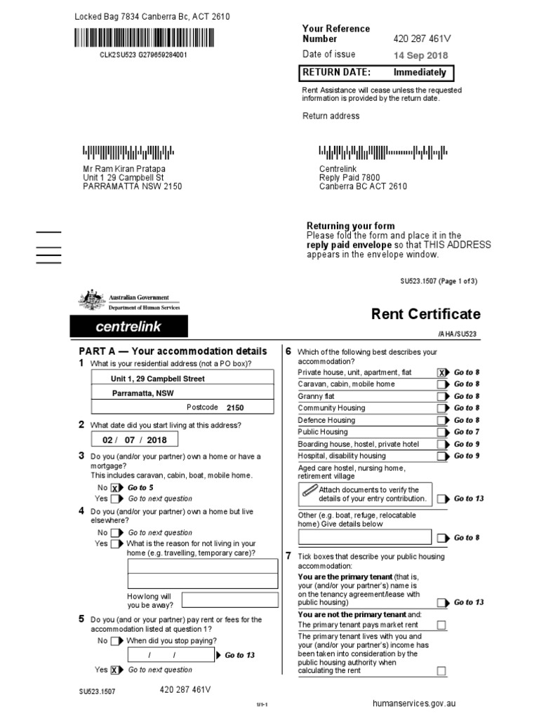 Rent Certificate | PDF
