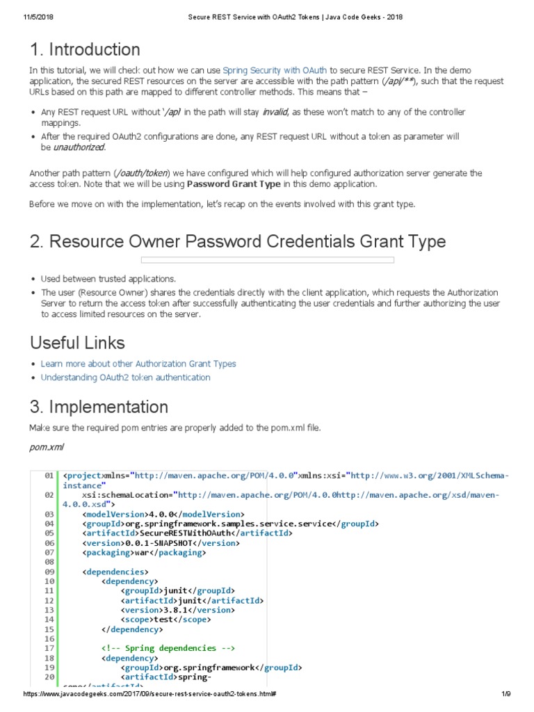 Secure Rest Service With Oauth2 Tokens Java Code Geeks 2018 Pdf Pdf Representational