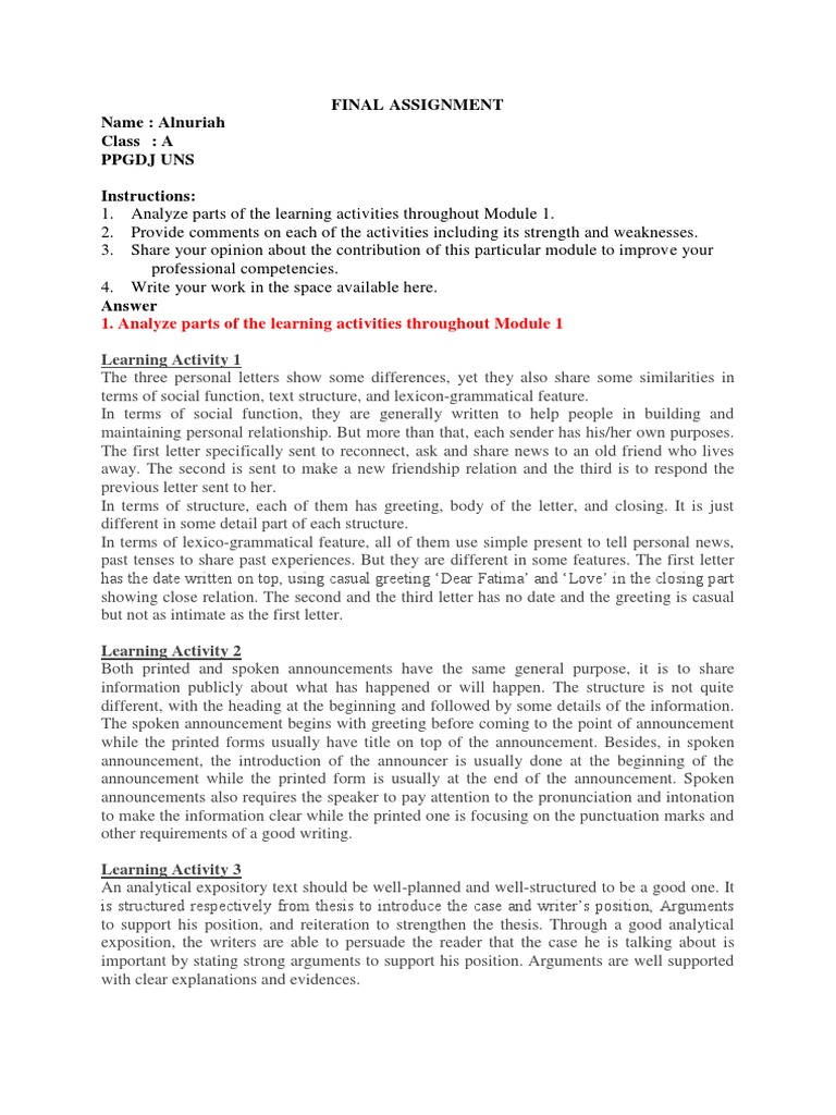 Final Assignment m1 Alnuriah | PDF | Semiotics | Learning