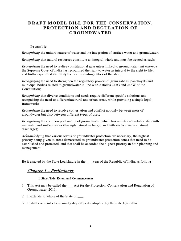 WG Model Bill | PDF | Groundwater | Aquifer
