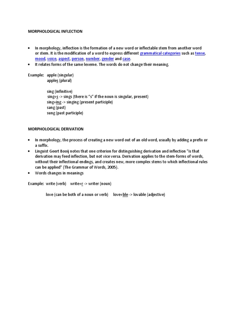 Inflection and Derivation | PDF