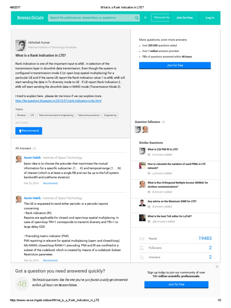 What Is A Rank Indication in LTE - PDF | PDF | Mimo | Physical Layer ...