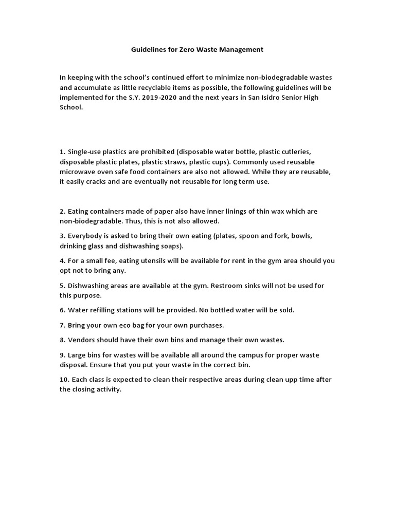 Guidelines For Zero Waste Management | PDF
