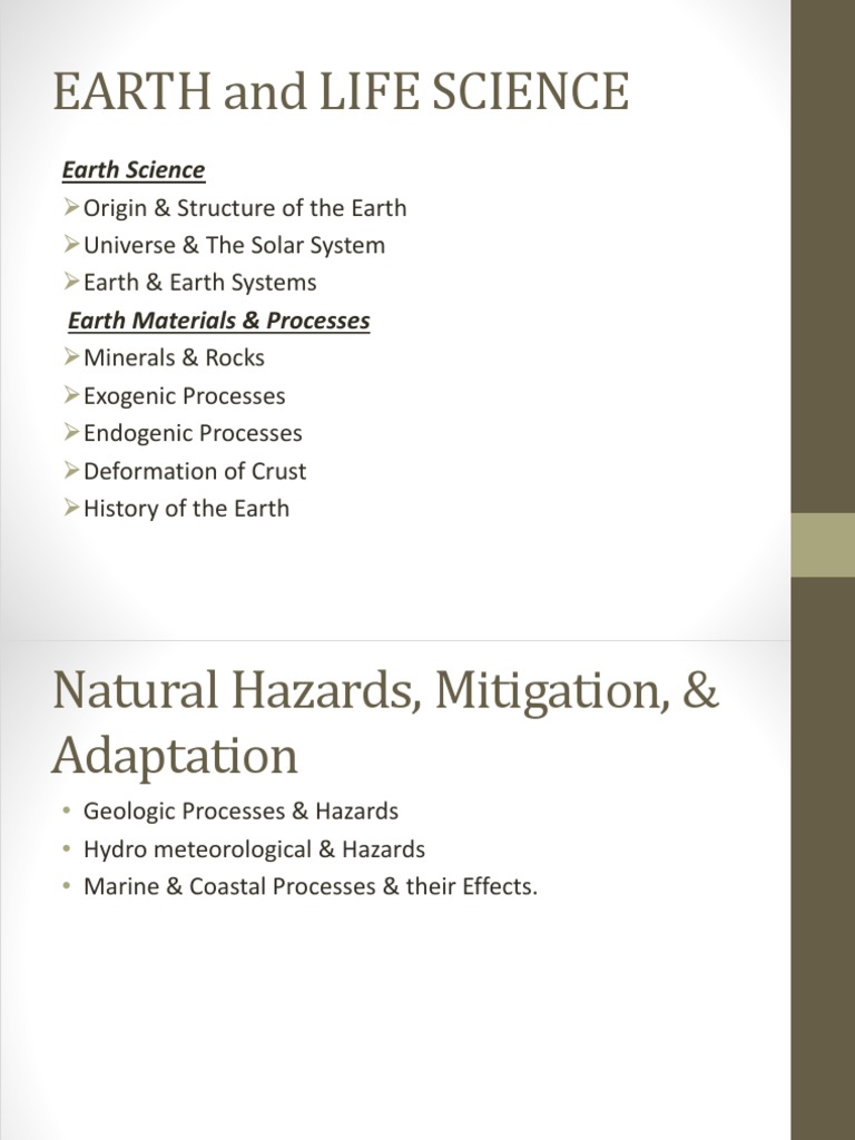 Earth and Life Science Overview | PDF | Planets | Solar System