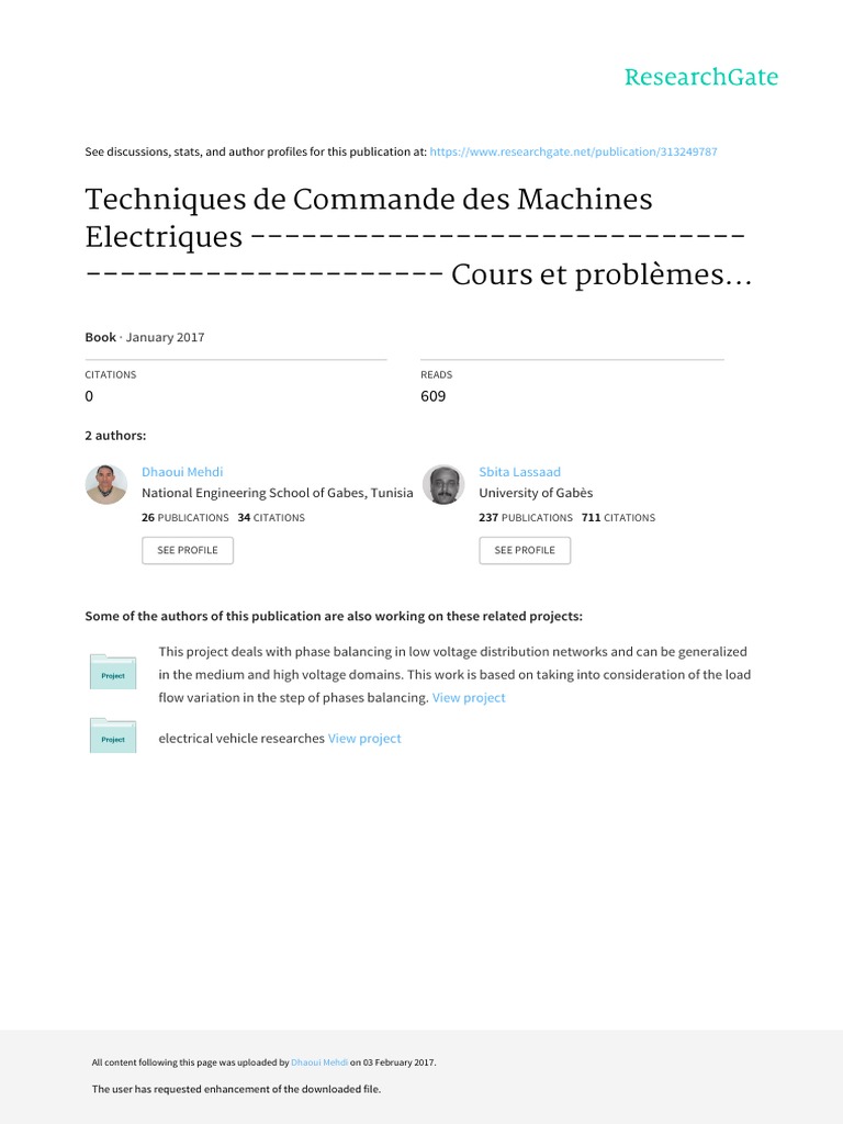Techniques de Commande Des Machines Electriques Cours Et Problemes Corriges | PDF | Énergie et ...