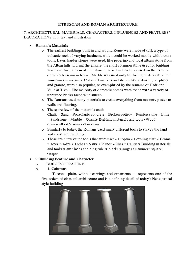 Etruscan and Roman Archtecture | PDF | Vault (Architecture) | Column