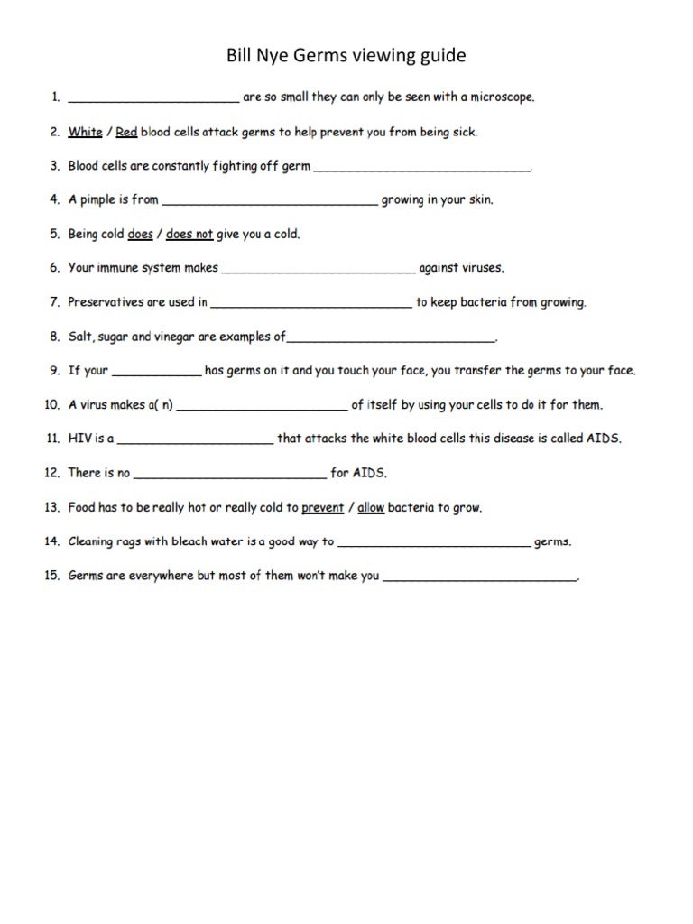 36 Bill Nye Germs Viewing Guide | PDF