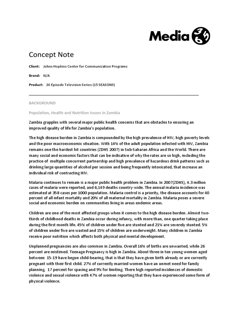 Television Series Concept Note | PDF | Malaria | Public Health